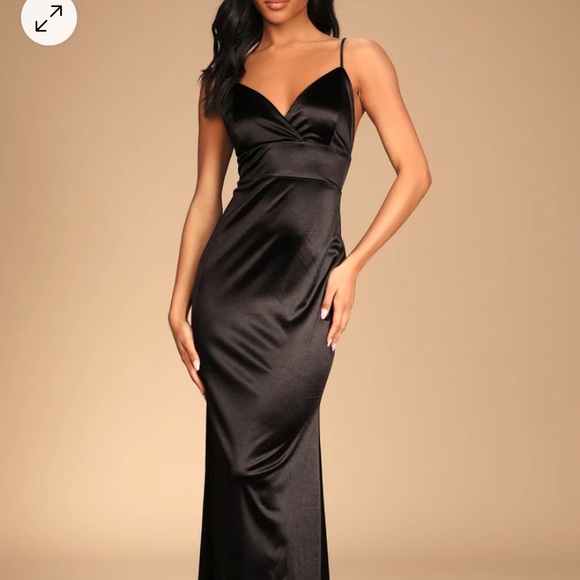 Lulus | Dresses | Perfectly Aligned Black Satin Mermaid Maxi Dress ...
